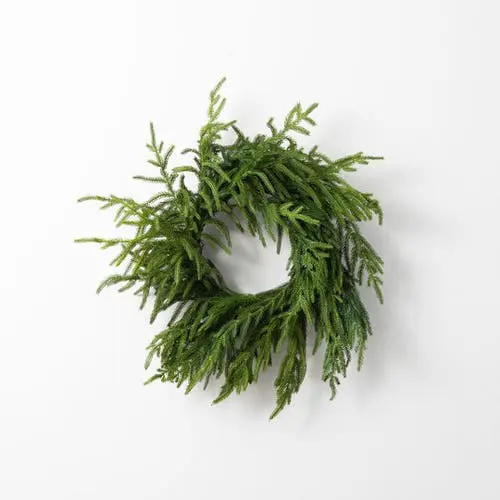 DARBY CREEK TRADING Real Touch Norfolk Pine Front Door Christmas Holiday Winter Wreath - Green 16"
